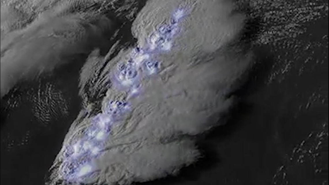 Satellite footage shows off massive lightning storm | cbs8.com