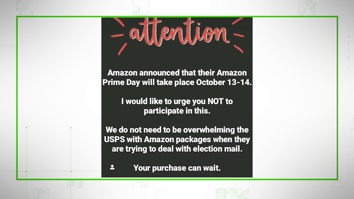 VERIFY: USPS says Prime Day won't cause election mail delay | cbs8.com