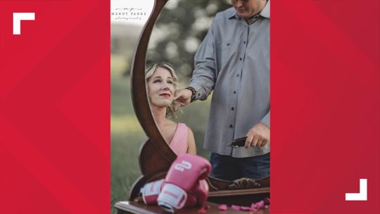 Woman shaves head in breast cancer photoshoot | cbs8.com