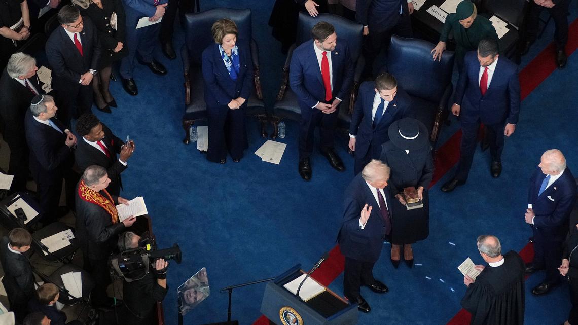 Did Trump put his hand on the Bible during his inauguration? | cbs8.com