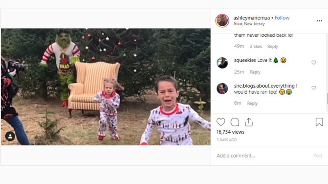 Kids run in terror when Grinch appears at Christmas photoshoot | cbs8.com