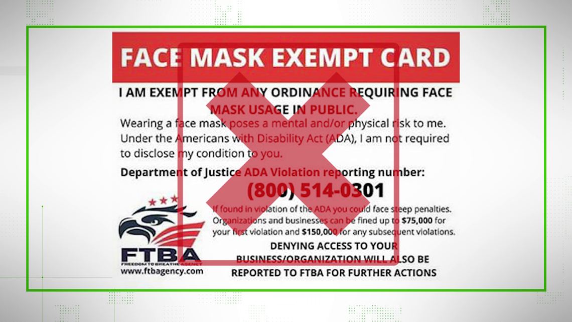 VERIFY: Viral face mask exempt card is 'fraudulent' | cbs8.com