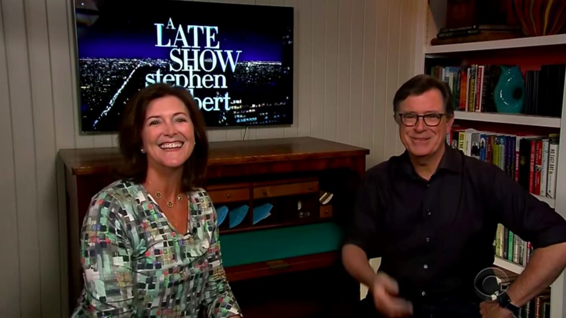 Stephen Colbert Gets Nervous Interviewing Wife Evie About Their Mother ...