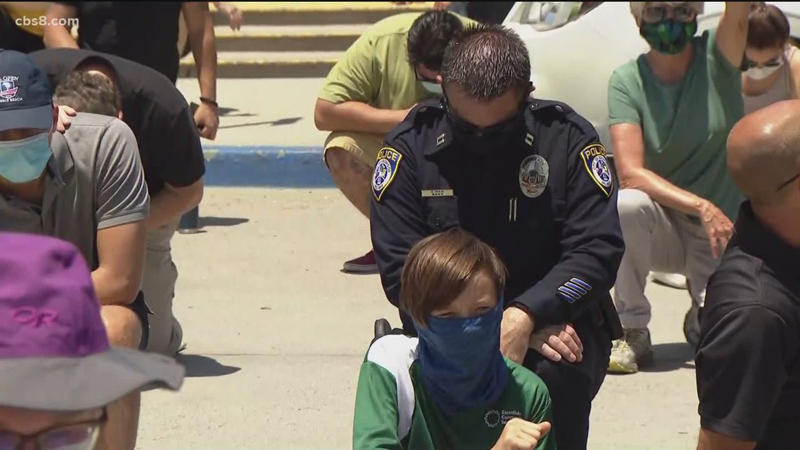 Escondido Police Chief takes a knee with demonstrators | cbs8.com