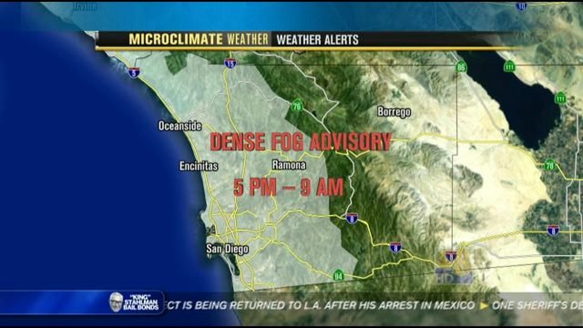 Dense fog advisory in effect through Sunday | cbs8.com
