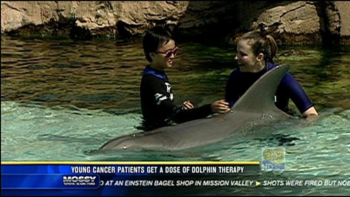 Young cancer patients get a dose of dolphin therapy | cbs8.com