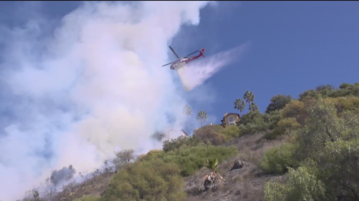 Brush fire sparks in Mission Valley along Interstate 15 | cbs8.com
