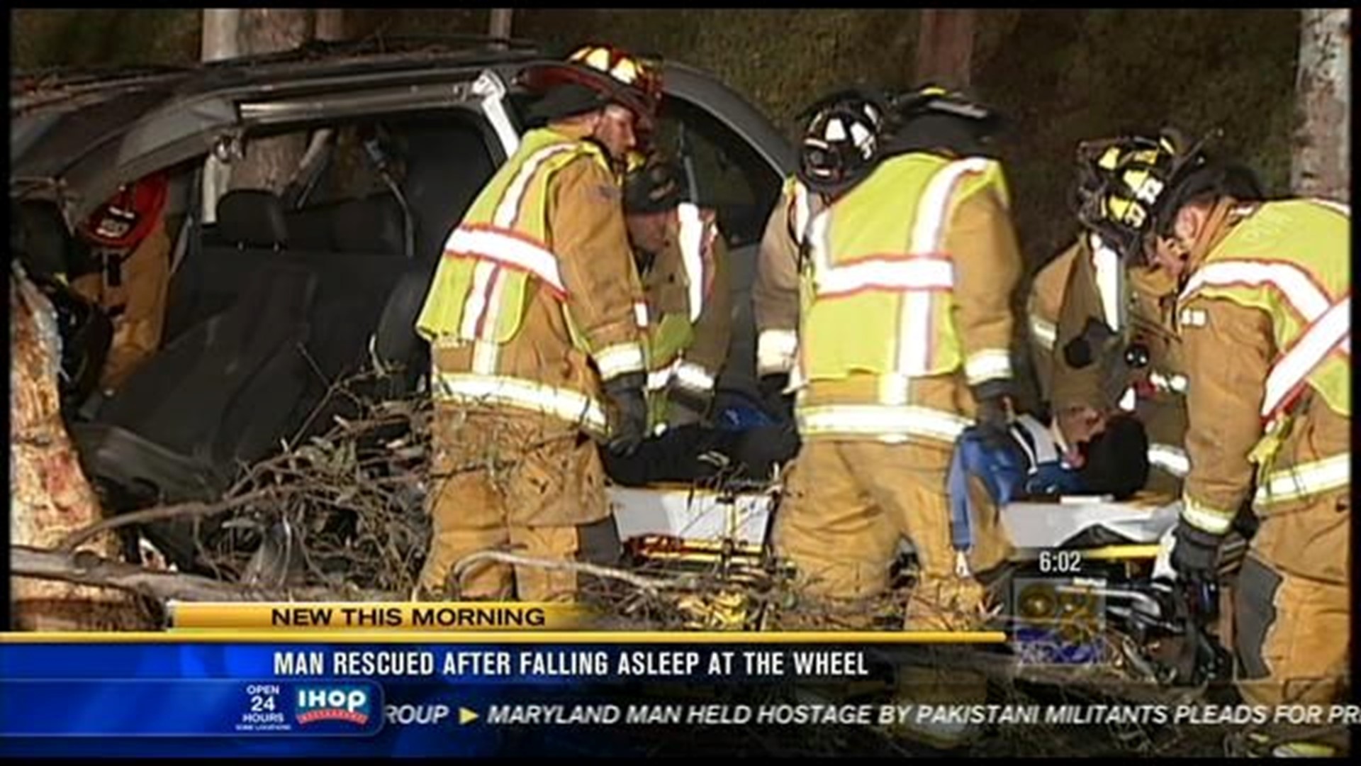 Man rescued after falling asleep at the wheel | cbs8.com