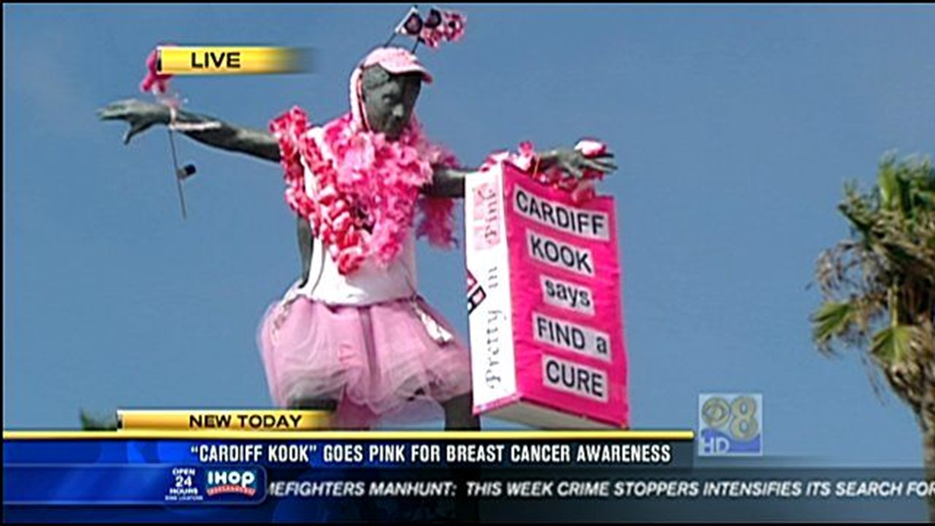 "Cardiff Kook" statue goes pink for breast cancer awareness | cbs8.com