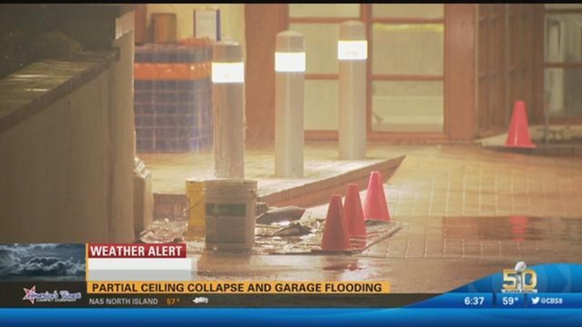 Partial ceiling collapse and garage flooding at Old Town Marriott ...