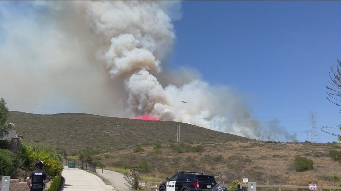 Brush fire, smoke, flames, evacuations, map in Carlsbad | cbs8.com