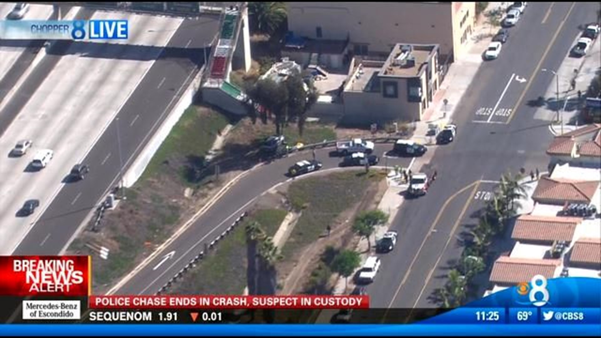 Police chase ends with crash, suspect in custody | cbs8.com