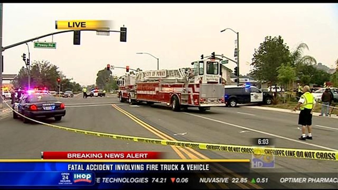 1 dead, 1 injured after fire engine collides with vehicle in Poway ...
