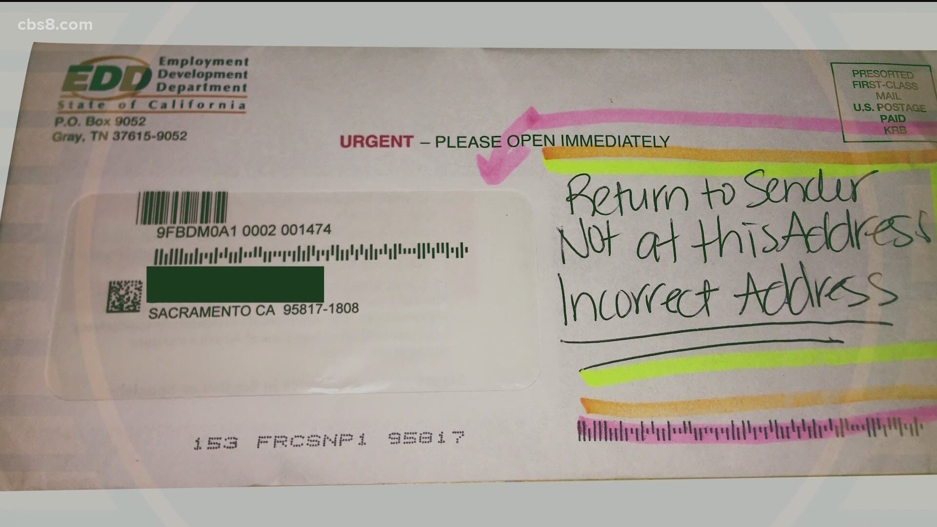 Unsolicited EDD Letters Arriving At Wrong Addresses Cbs8 Unsolicited EDD Letters Arriving At Wrong Addresses Cbs8