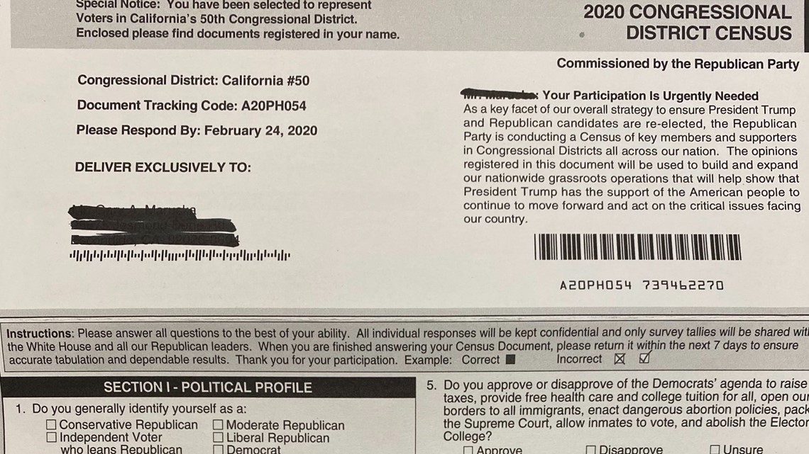 RNC mailer looks like 'imitation census' form | cbs8.com