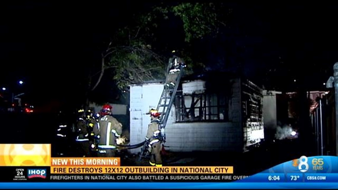 Fire destroys outbuilding in National City | cbs8.com
