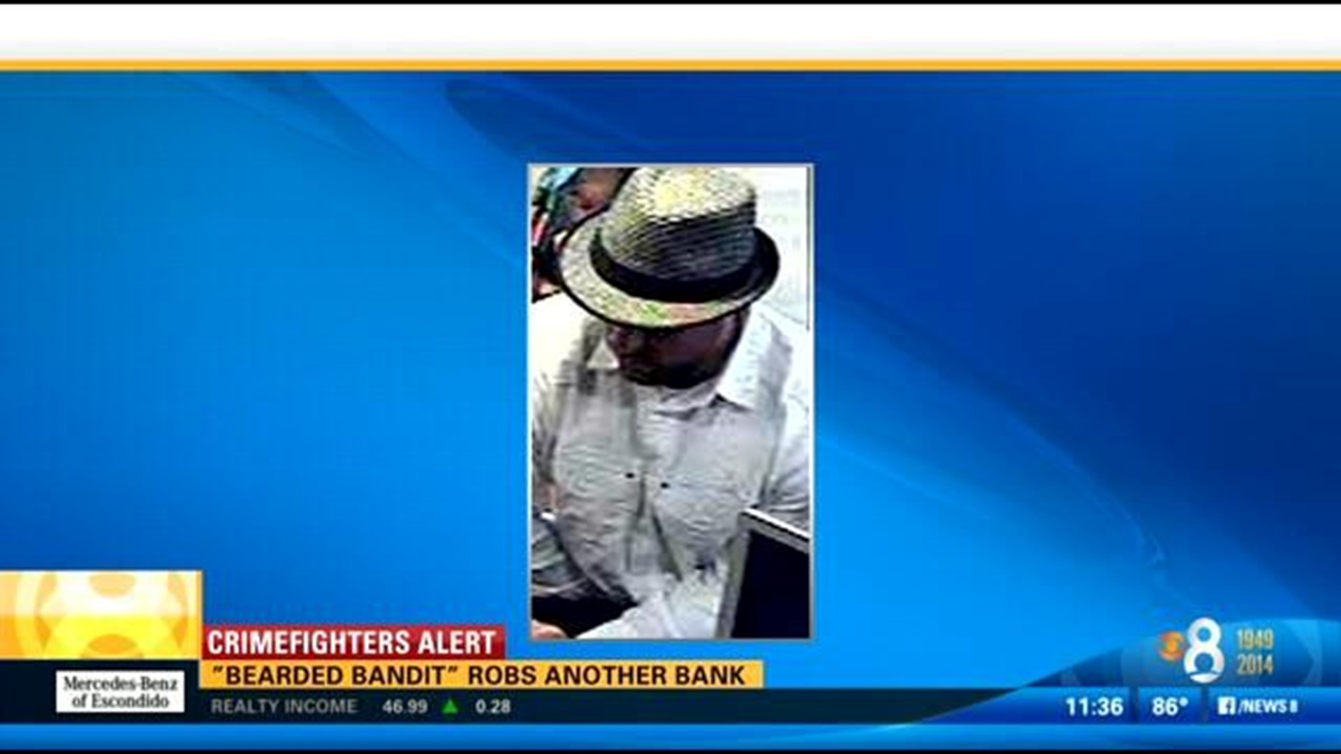"Bearded Bandit" robs Vista bank | cbs8.com