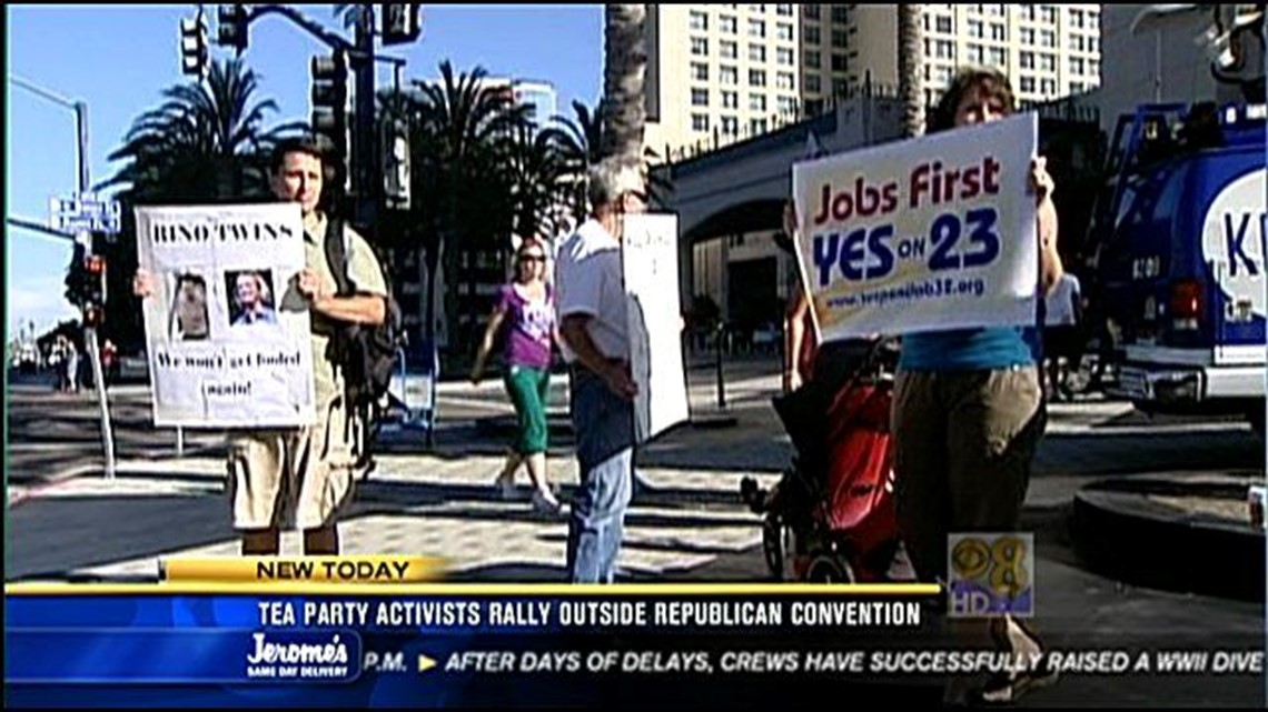 Tea party activists rally outside Republican convention | cbs8.com