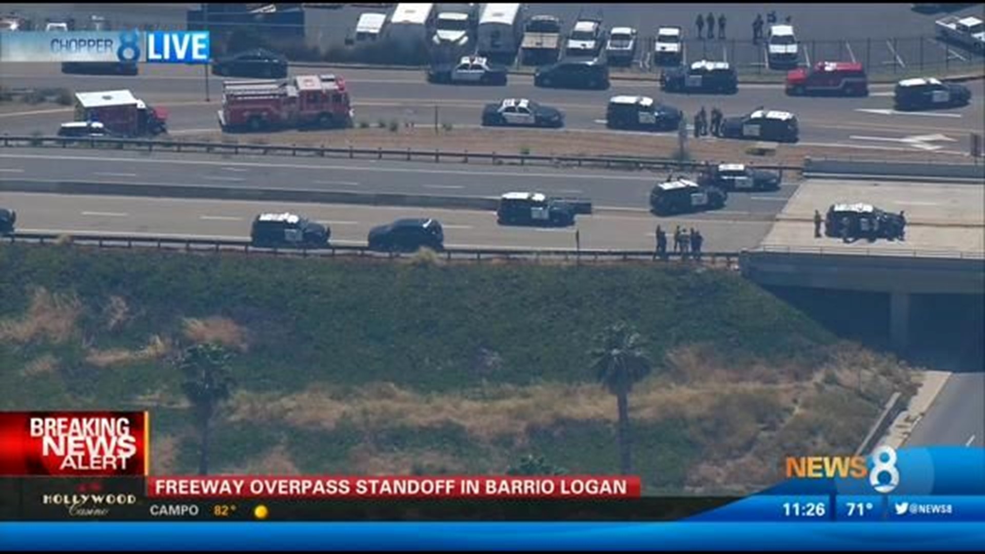 Freeway overpass standoff ends in Barrio Logan | cbs8.com