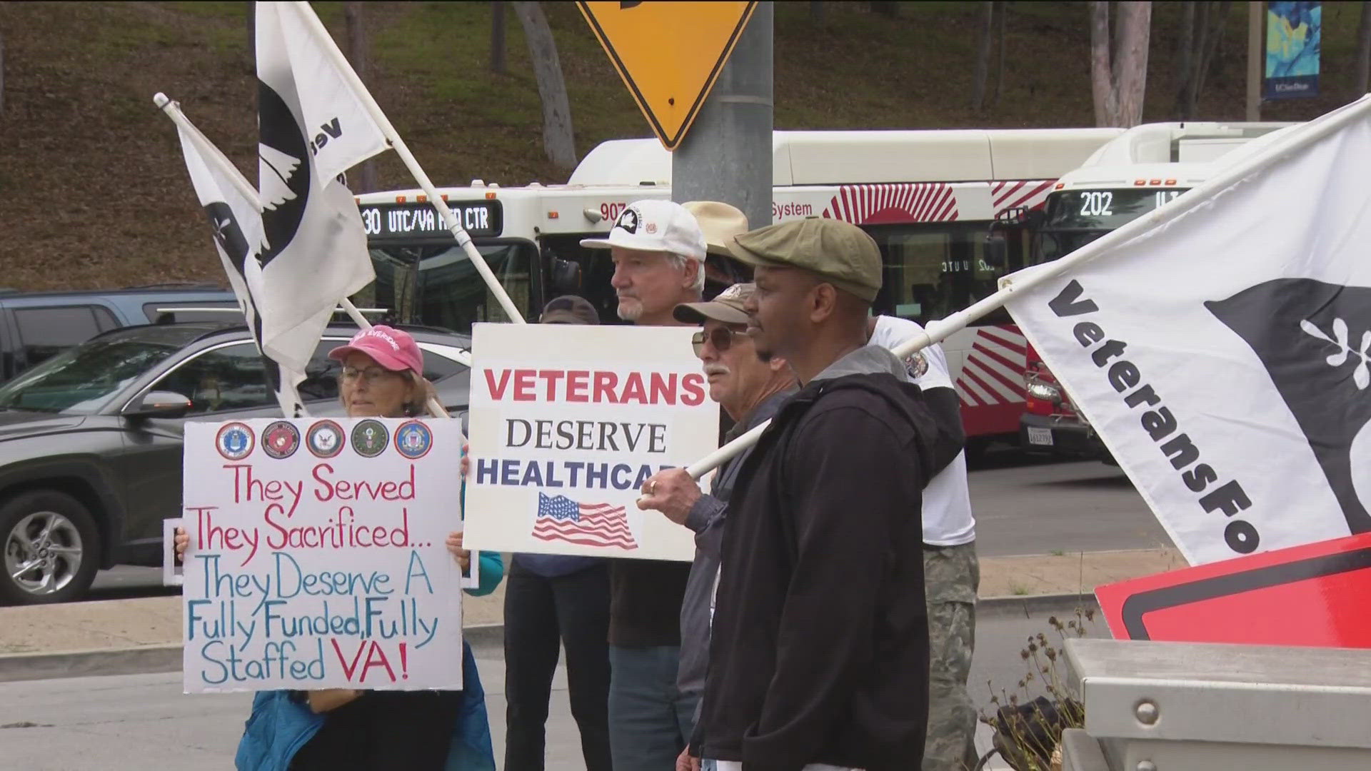 Veterans protest VA cuts on D-Day anniversary | cbs8.com