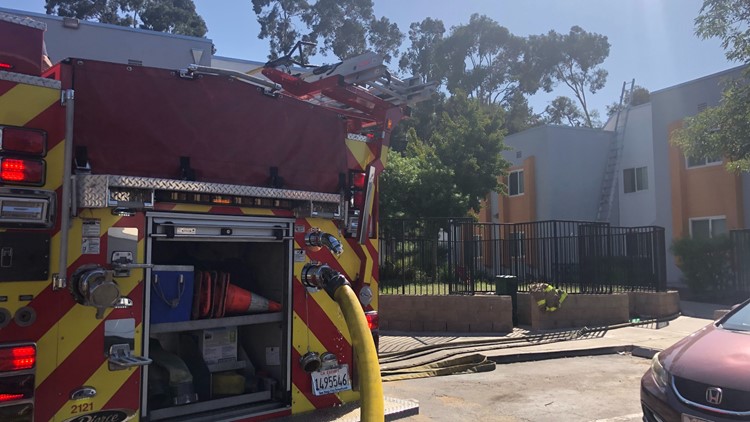 Crews knock down apartment fire in Valencia Park | cbs8.com