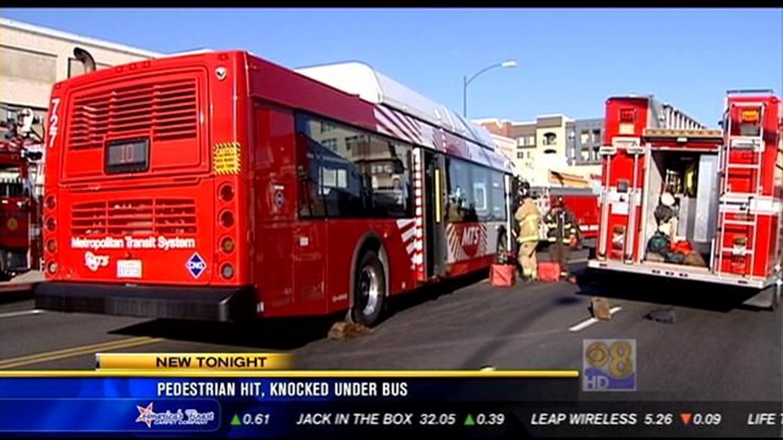 Pedestrian hit, knocked under bus | cbs8.com