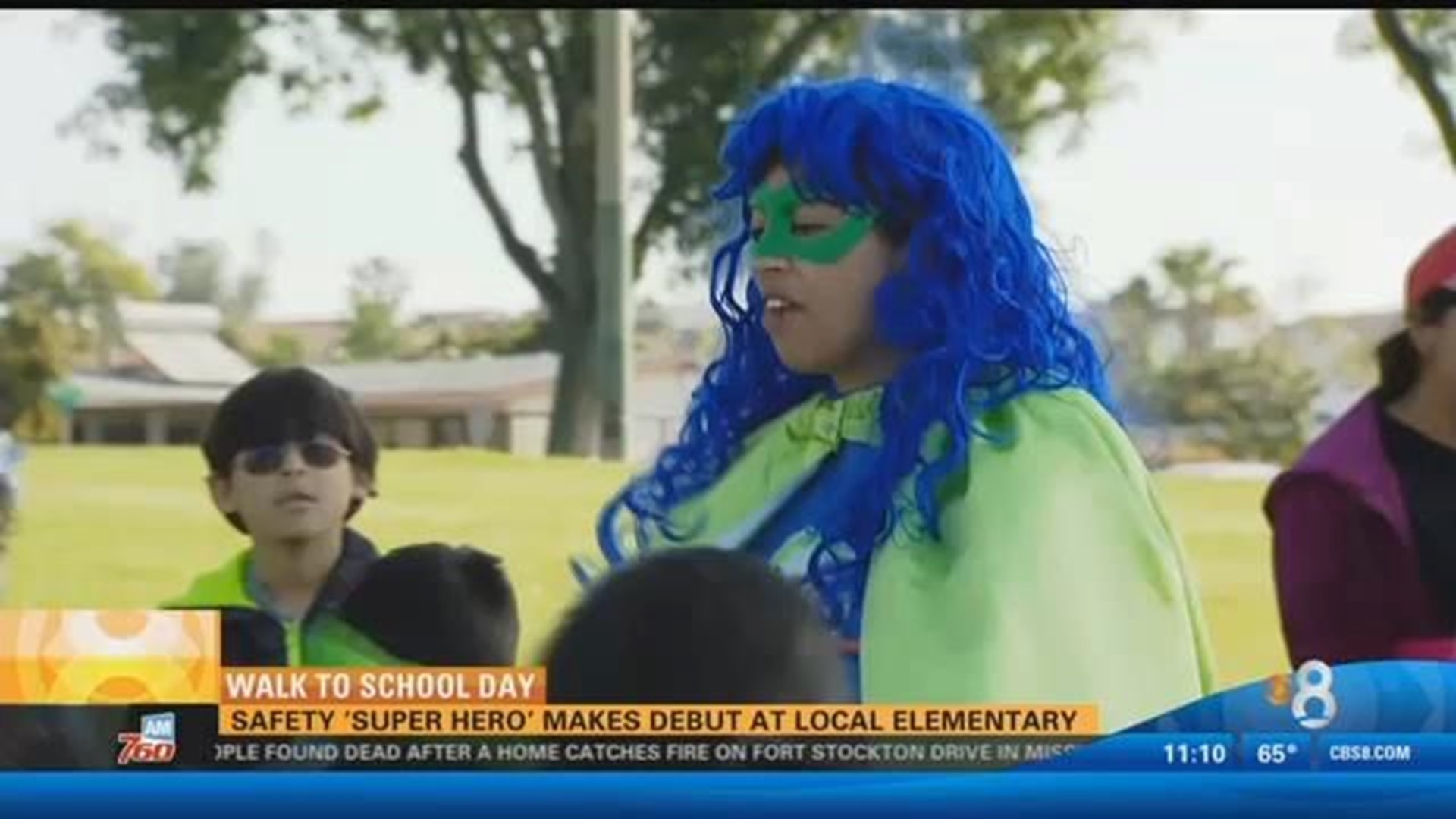 Safety superhero makes debut at local elementary school | cbs8.com