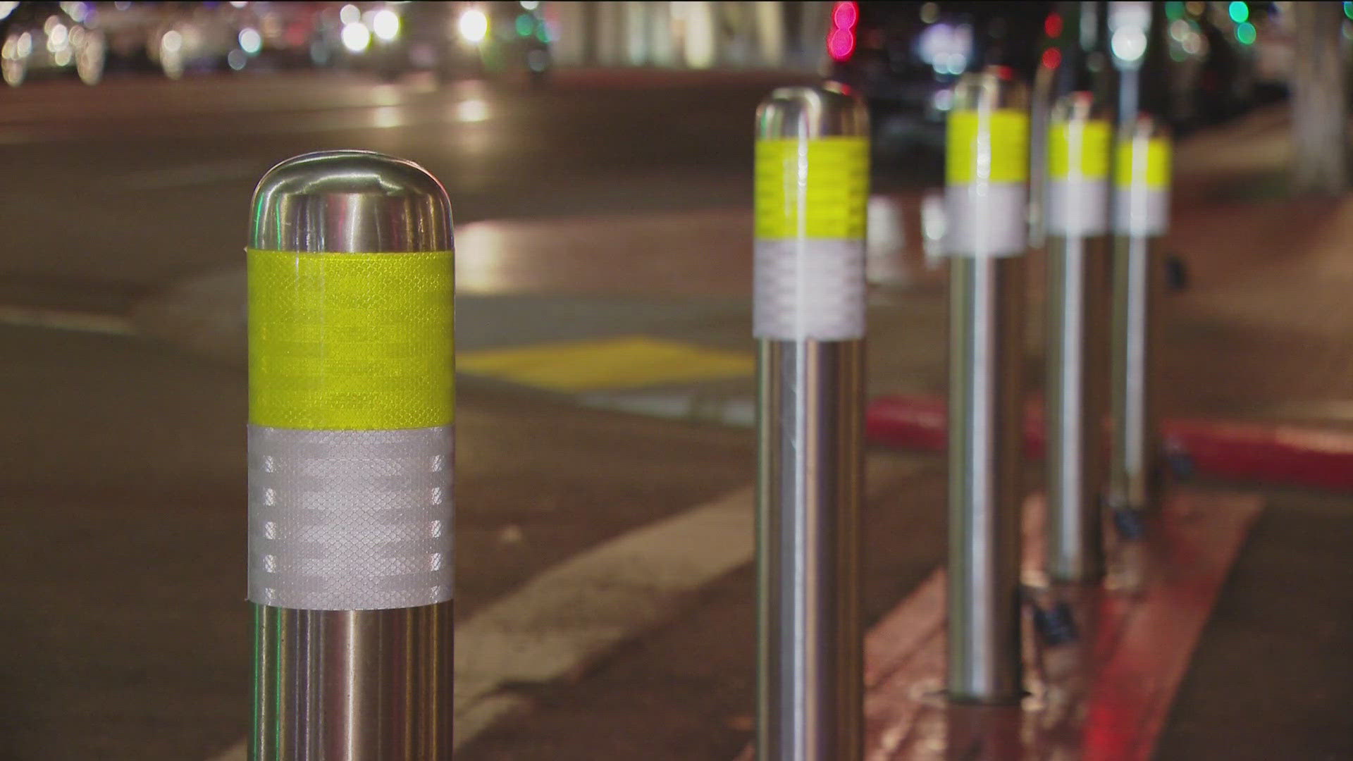 Traffic bollards in Gaslamp Quarter provides pedestrian safety | cbs8.com