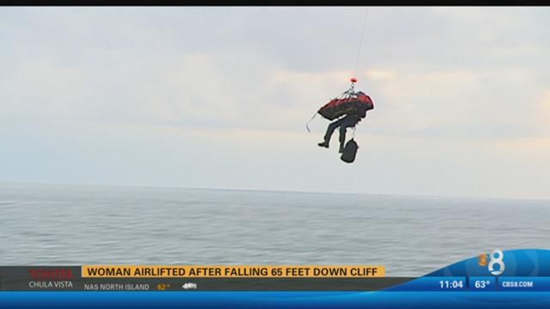 Woman airlifted after falling 65 feet down cliff | cbs8.com