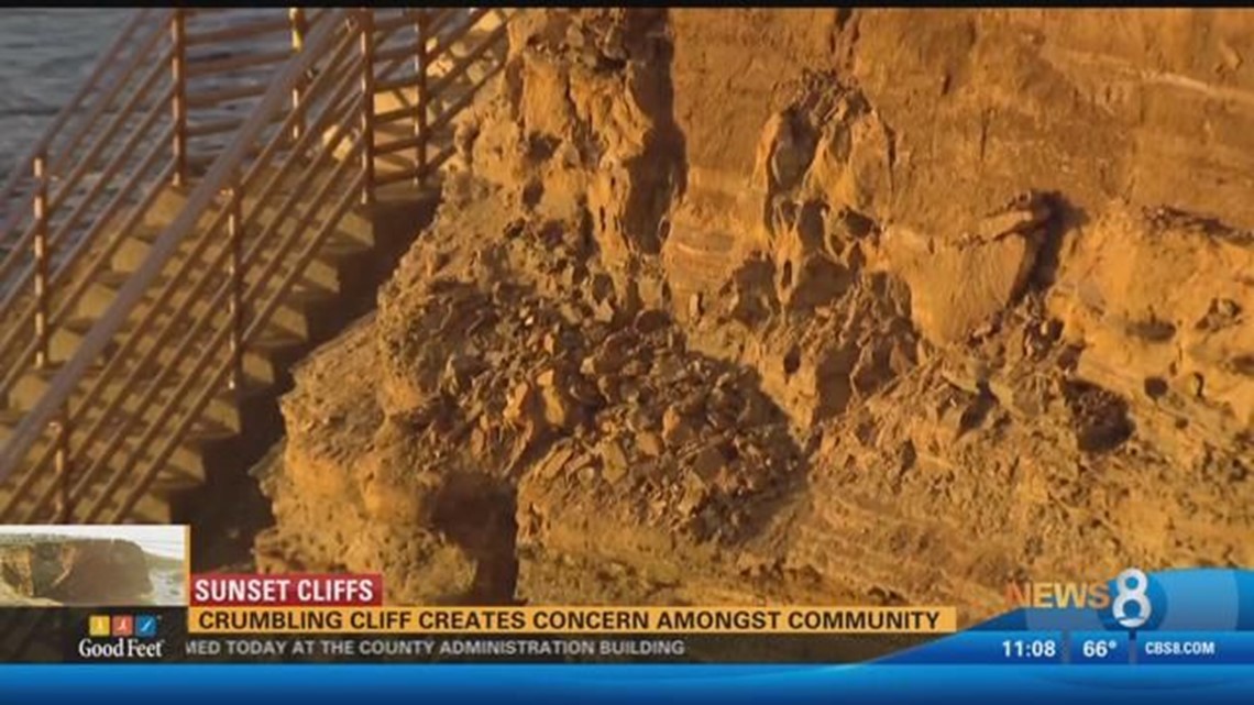 Crumbling cliff creates concern amongst community | cbs8.com