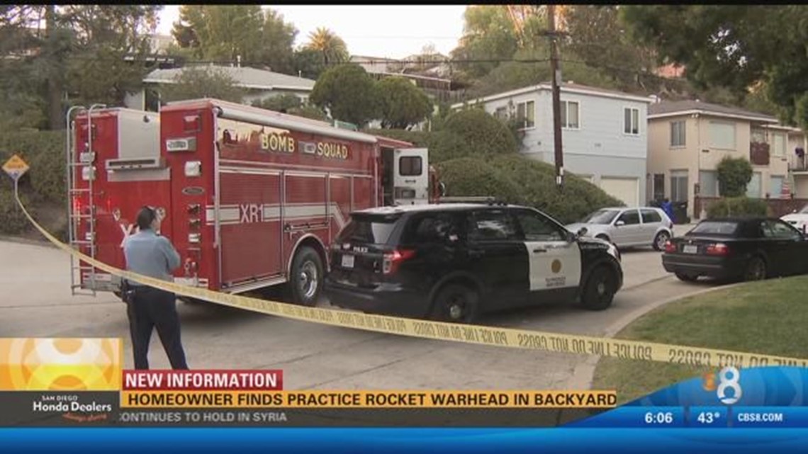 Homeowner finds practice rocket warhead in Hillcrest backyard | cbs8.com