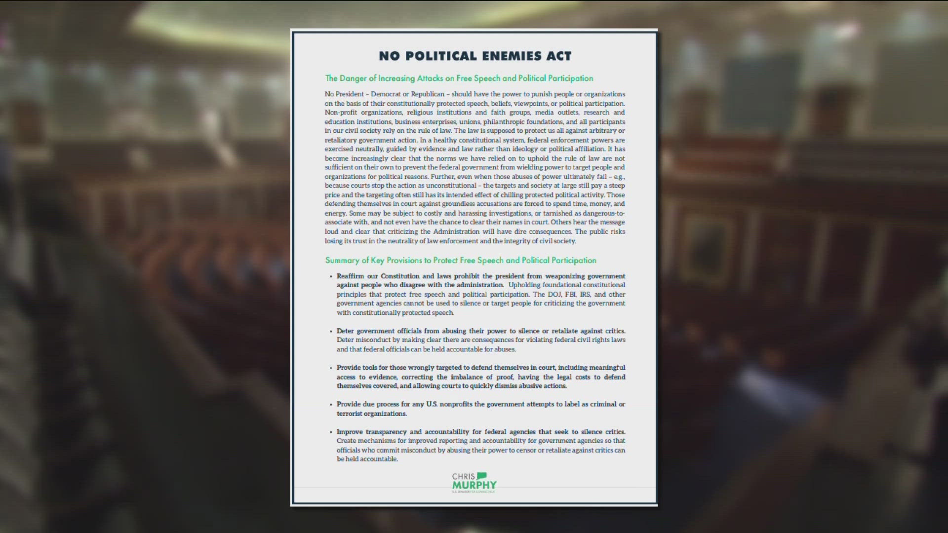 Democrats push NOPE Act for free speech protection | cbs8.com