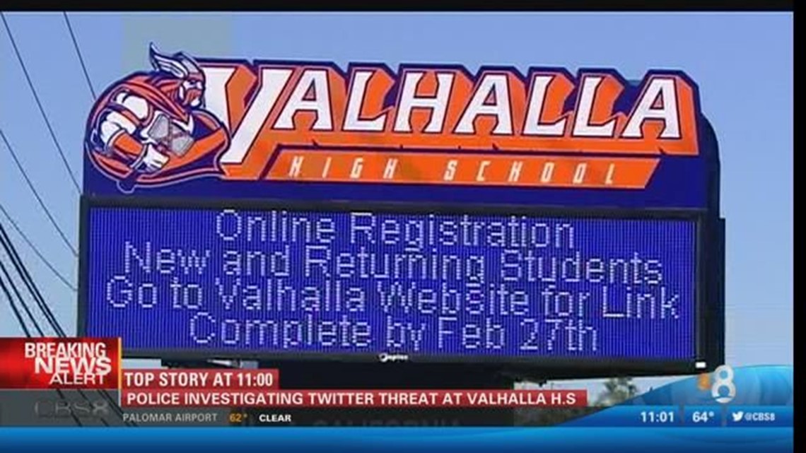 Police investigate Twitter threat at Valhalla High School | cbs8.com
