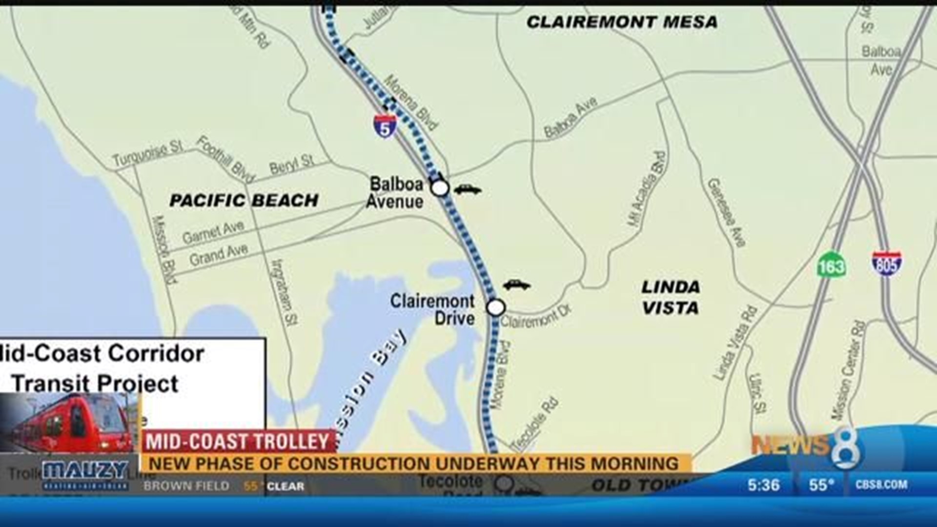 New phase of construction begins for Mid-Coast Trolley | cbs8.com