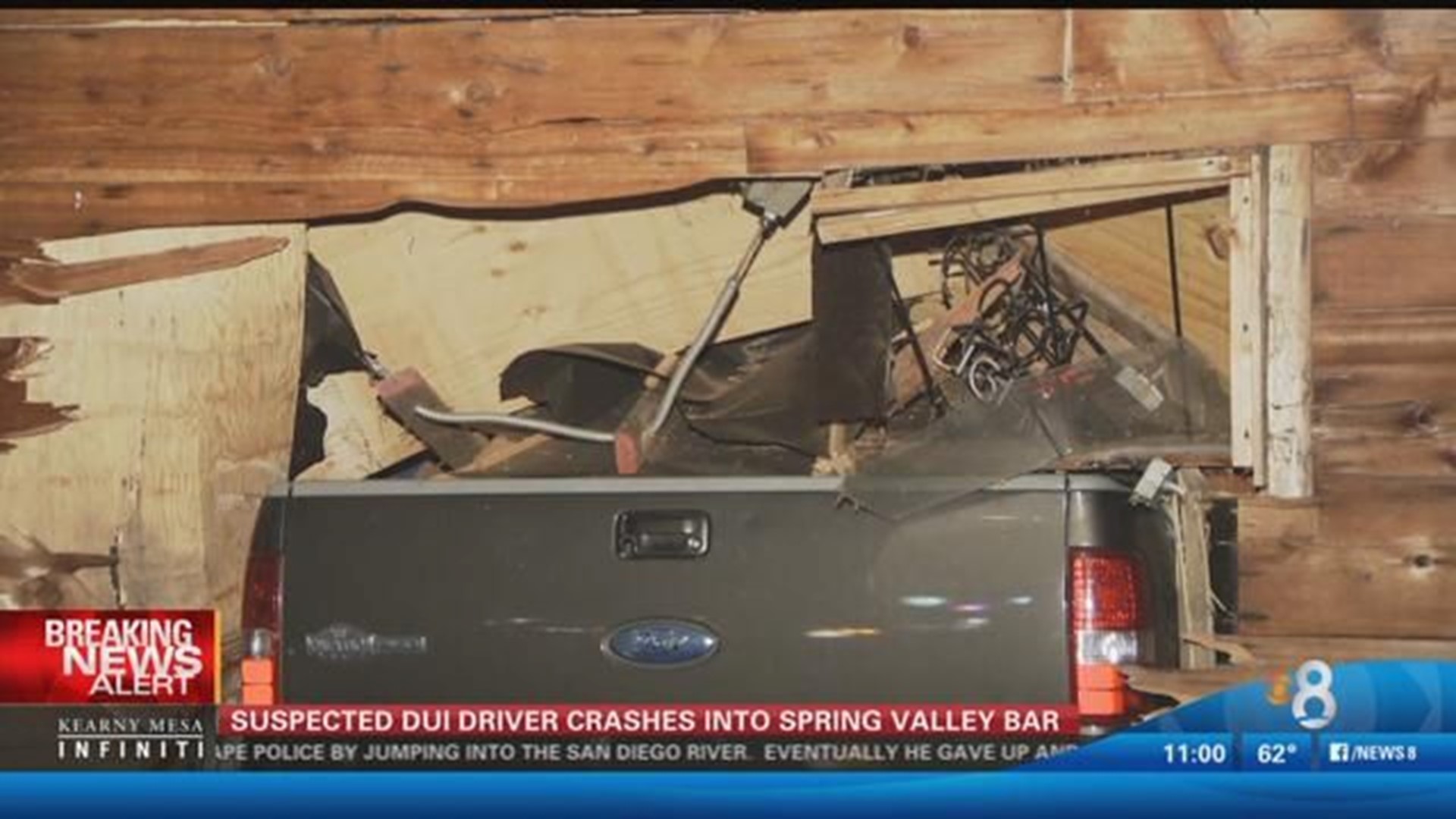 Suspected DUI driver crashes into Spring Valley bar | cbs8.com