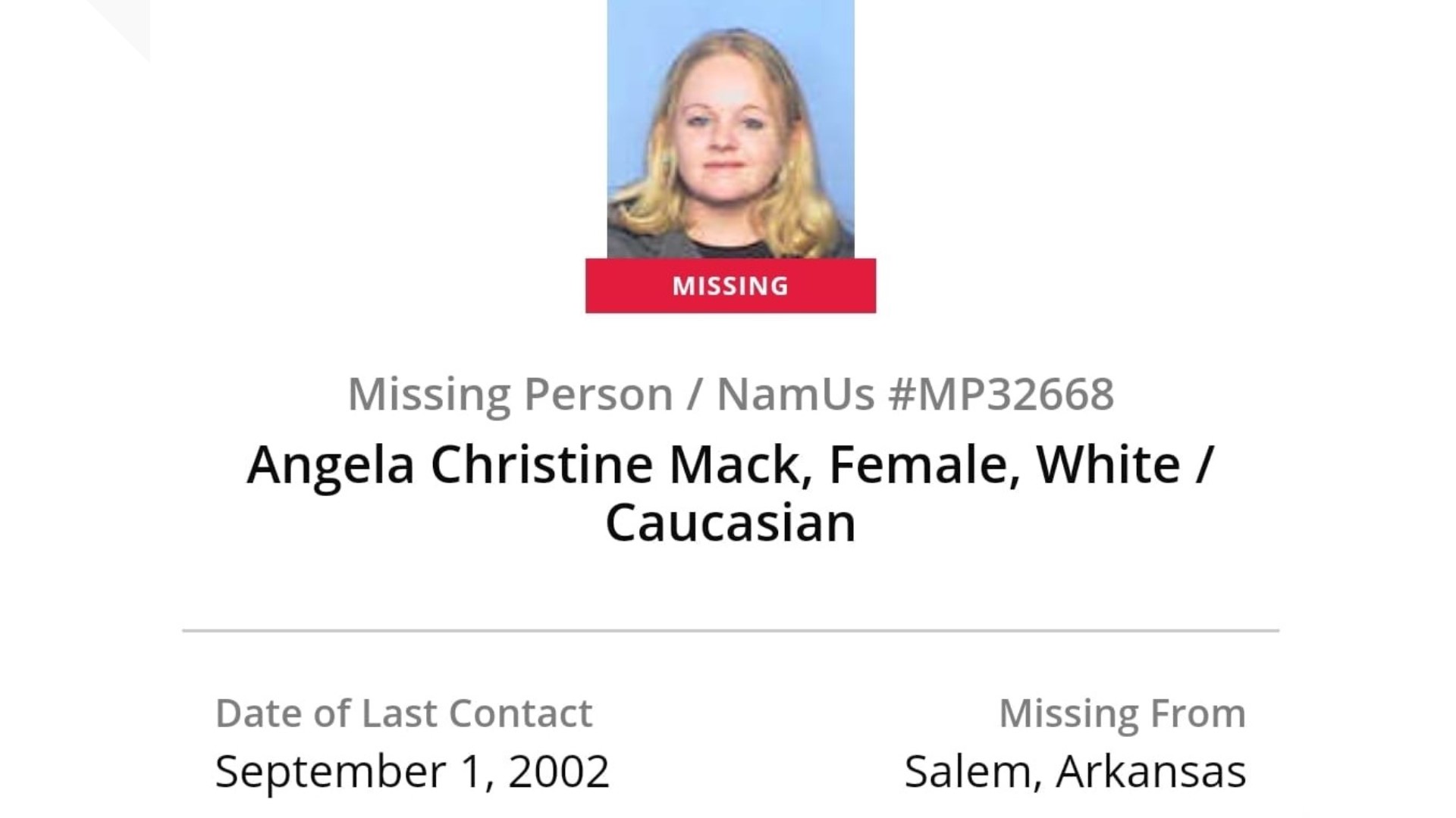 Justice for Angie | Search for missing person helped solve another case ...