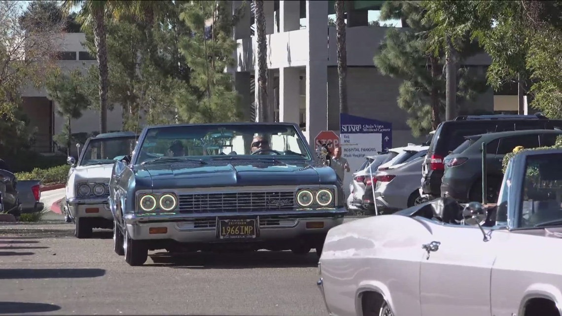 Classic car club cruises through Sharp Chula Vista to deliver care bags ...