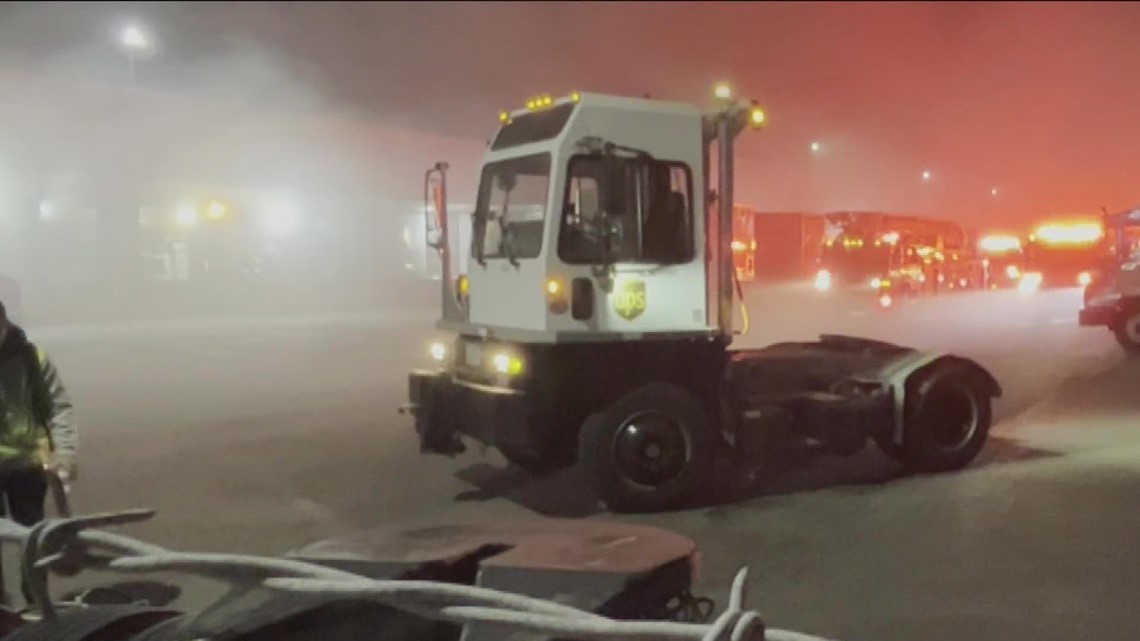 Fire at UPS facility in Kearny Mesa, employees evacuated | cbs8.com