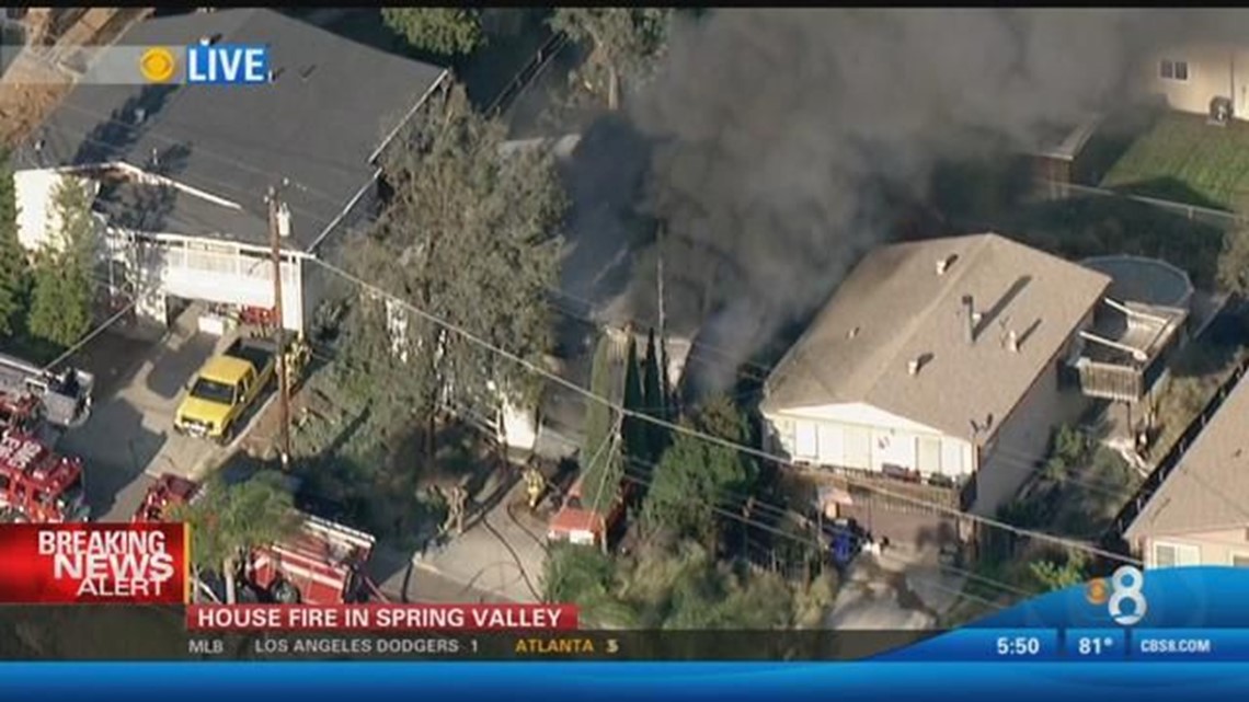 Firefighters battling house fire in Spring Valley | cbs8.com