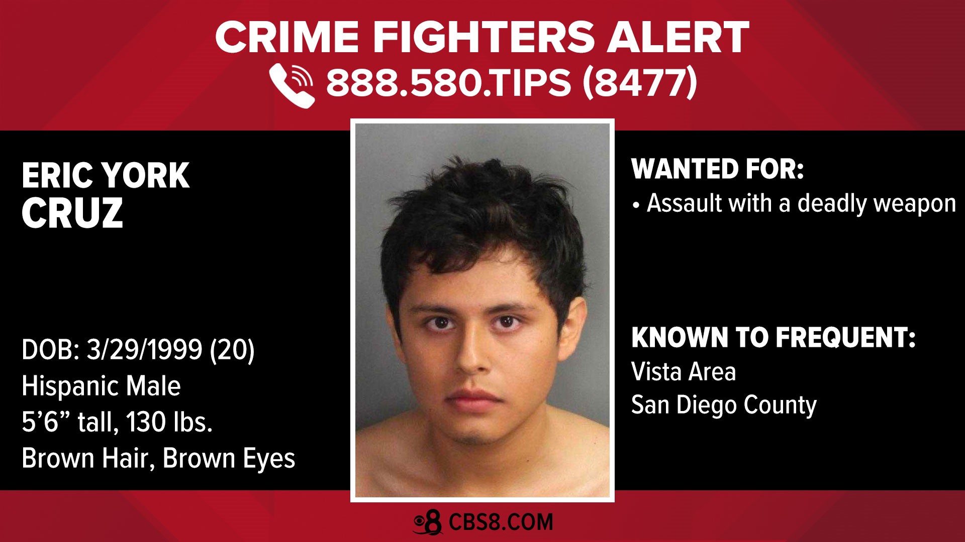 Fugitive wanted on outstanding felony warrant last seen in Vista area ...