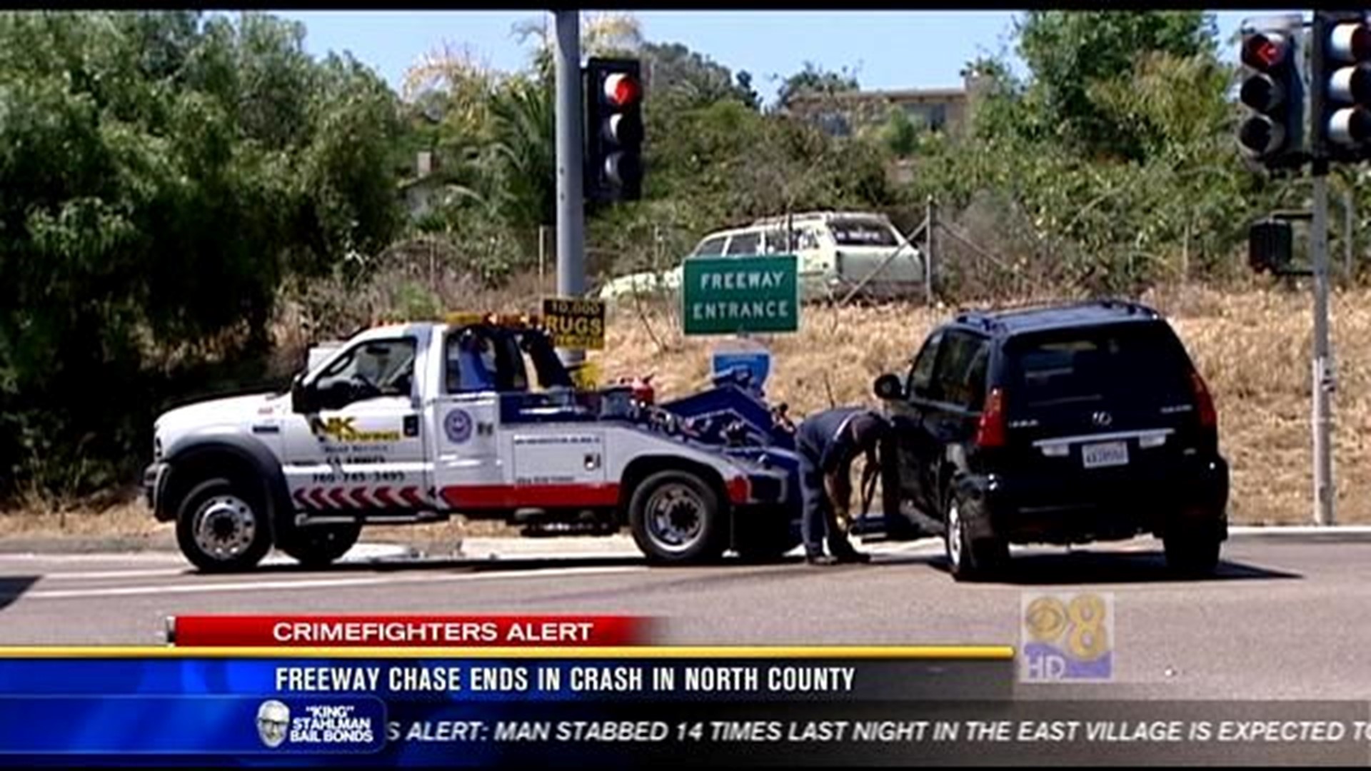 Freeway chase ends in crash in North County | cbs8.com