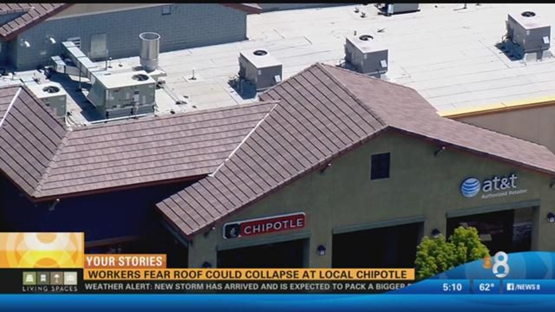 Chipotle workers fear roof collapse | cbs8.com