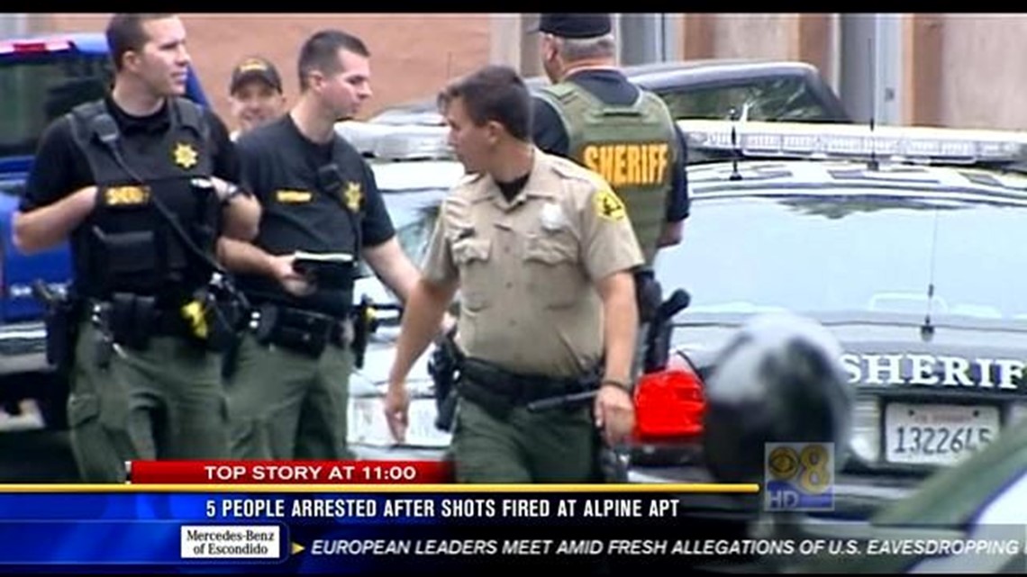 5 people arrested after shots fired at Alpine apt | cbs8.com