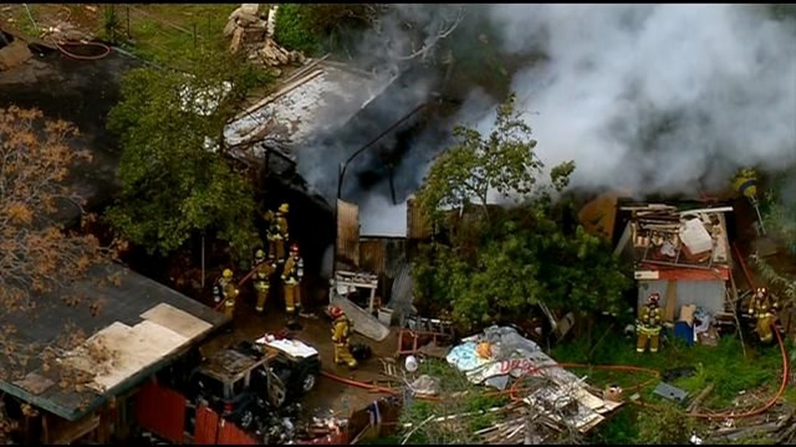 Chopper over structure fire in Lakeside | cbs8.com