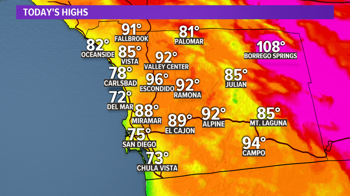 Cooler as the humidity rises | cbs8.com
