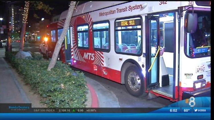 Hit-and-run driver slams into MTS bus downtown | cbs8.com