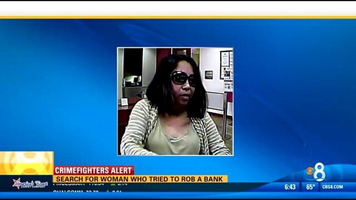 Police looking for female suspect in failed bank robbery attempt | cbs8.com