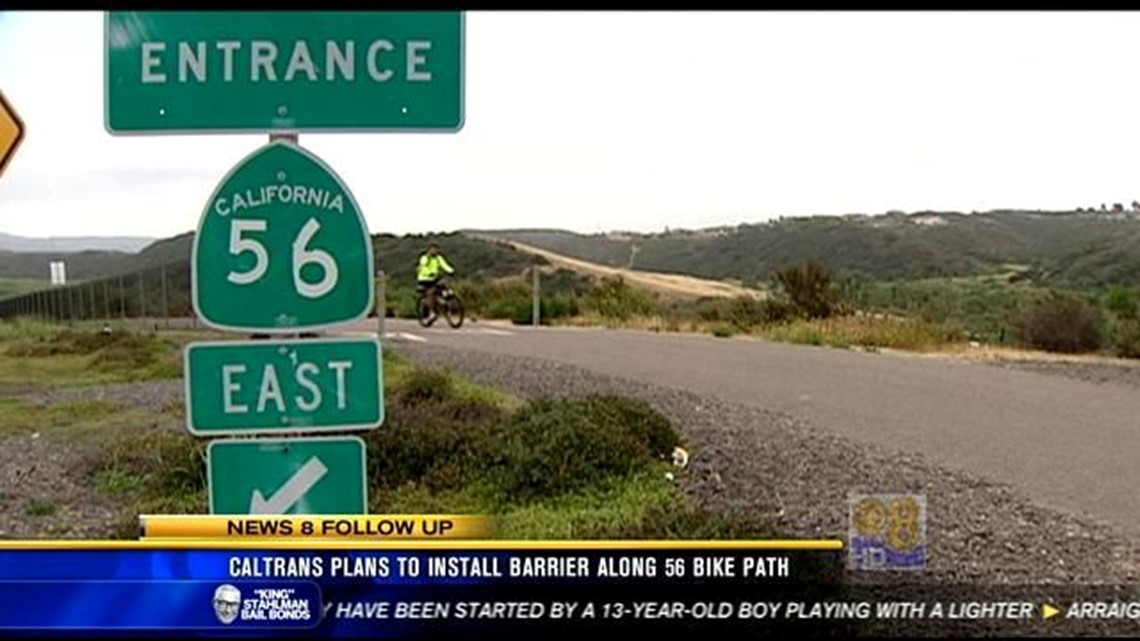 Caltrans plans to install barrier along 56 bike path | cbs8.com