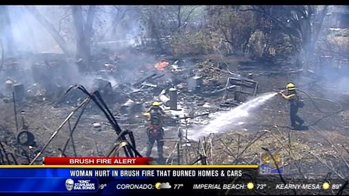 Woman hurt in Lakeside brush fire | cbs8.com