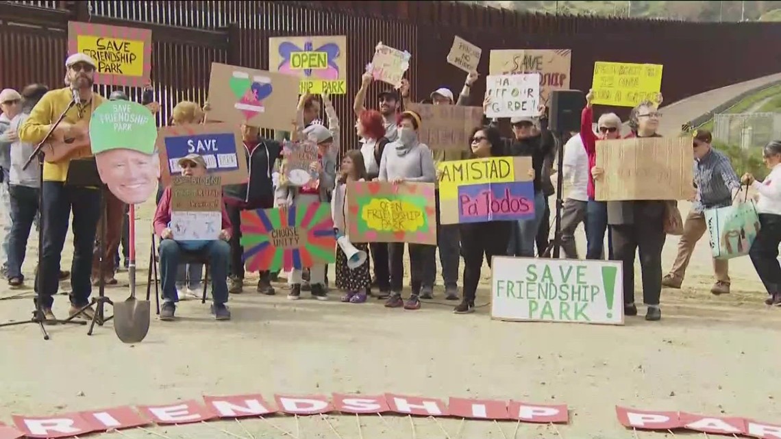 Protestors hold President's Day rally at Friendship Park | cbs8.com
